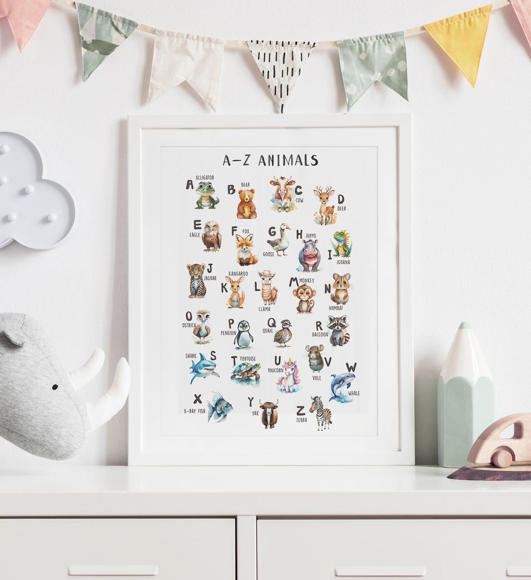 Watercolor Alphabet Animals, Animals A to Z, Watercolor Artwork ...