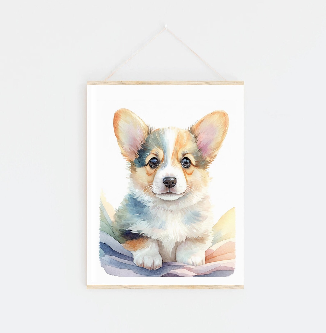 Pembroke Welsh Corgi Prints, Watercolor Corgi Painting, Nursery Corgi ...