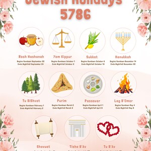 Jewish Holiday Calendar 2025: Printable Hebrew Calendar (digital ...