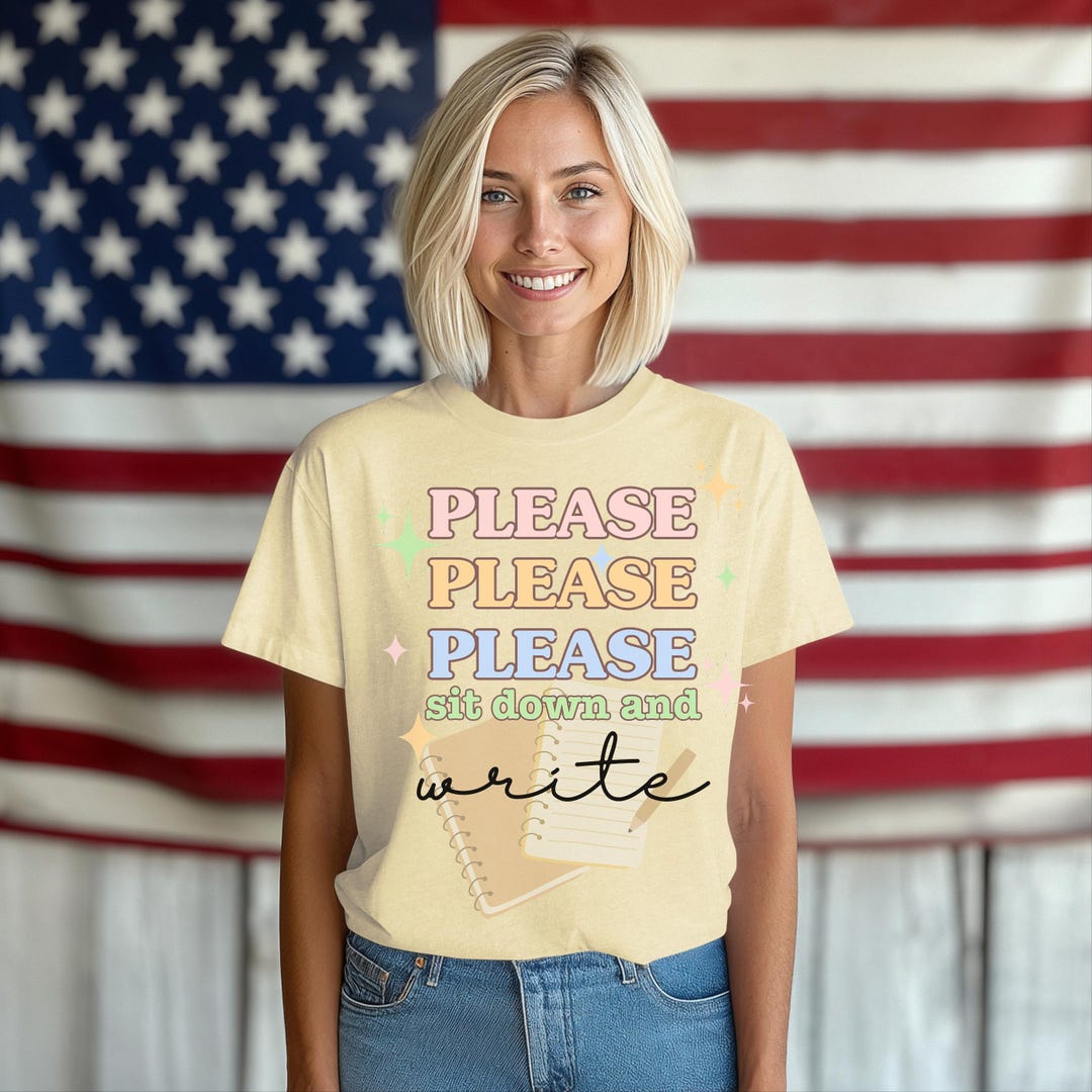 ELA Teacher Rainbow T-shirt: Sabrina Carpenter 'please Sit Down and ...