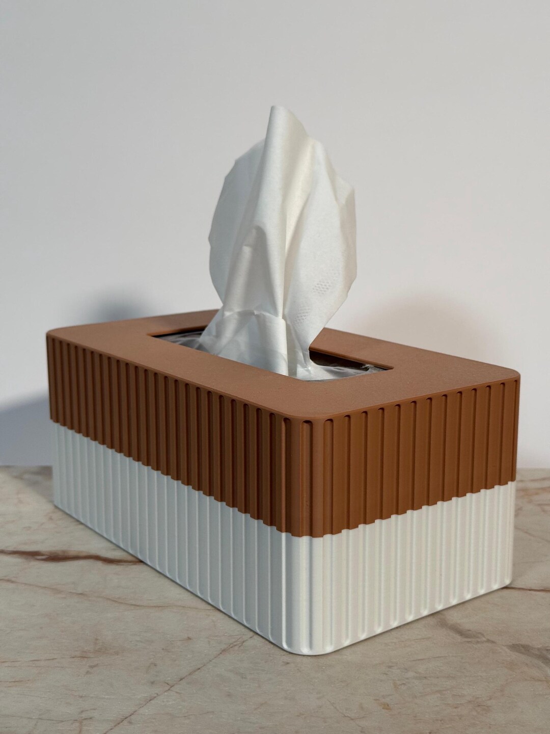 Modern Tissue Box Cover – Minimalist Ribbed Design – Decorative Tissue ...