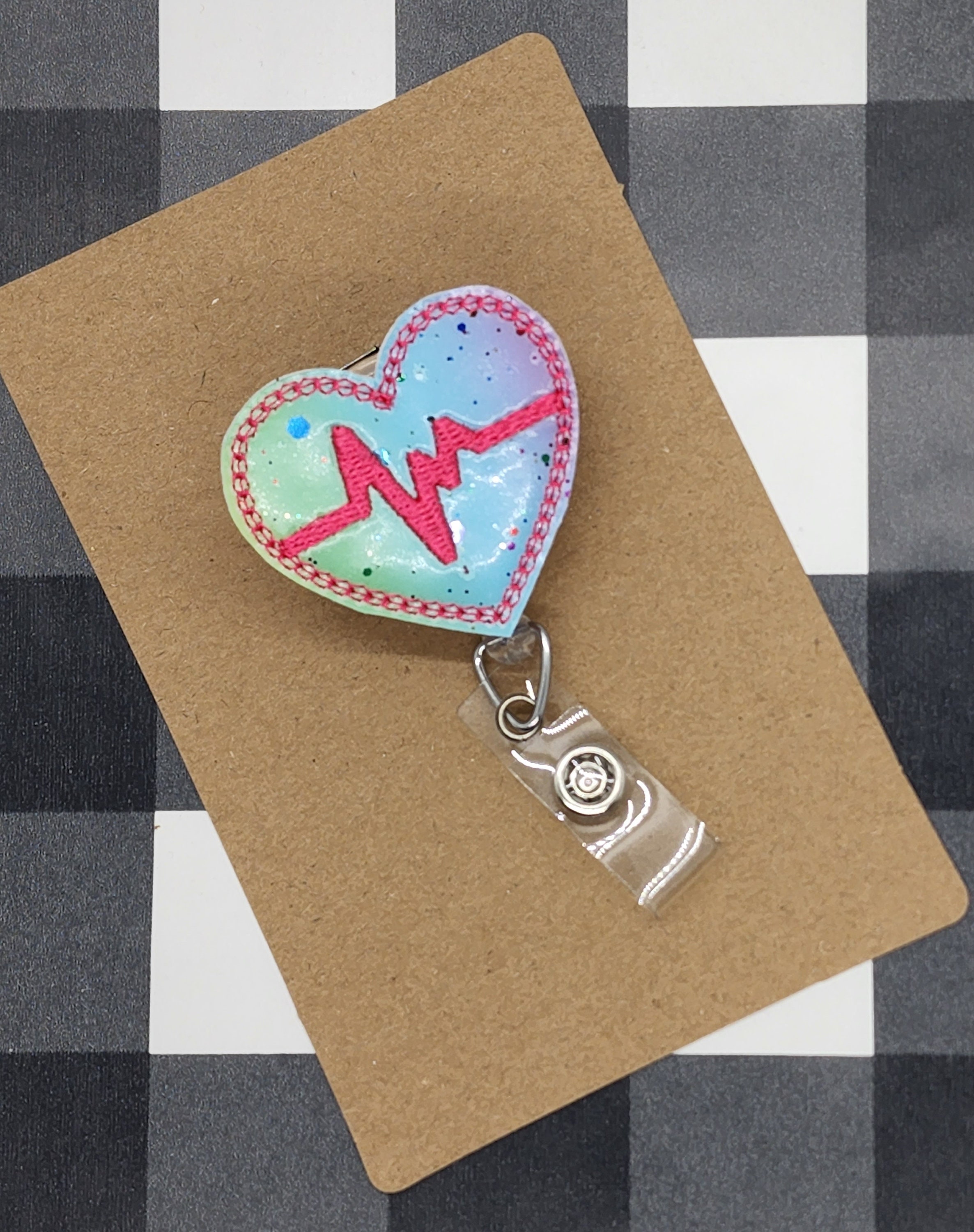 Bright EKG Heart Badge Reel EKG Badge Buddy EKG Lanyard - Etsy