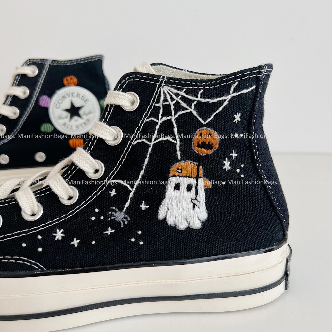 Custom Hand Embroidery Cartoon Spider Man Converse High Tops 1970s ...