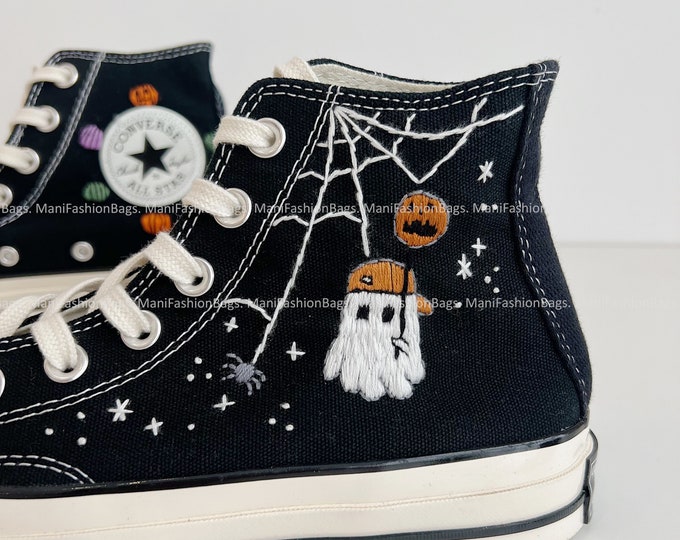Custom Hand Embroidery Cartoon Spider Man Converse High Tops 1970s ...