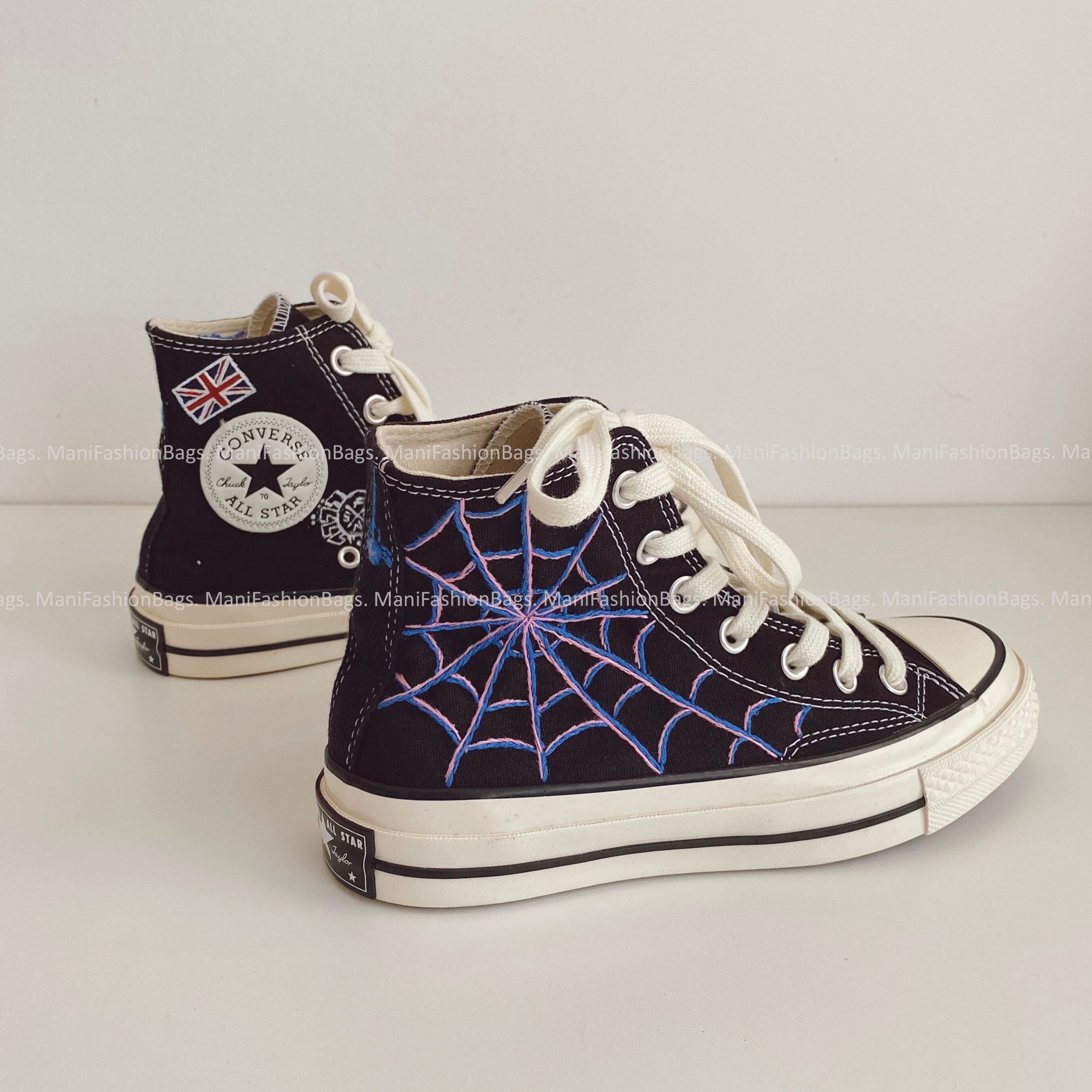 Embroidery Spider Silk Shoes High Tops Personalized Christmas Gifts for ...