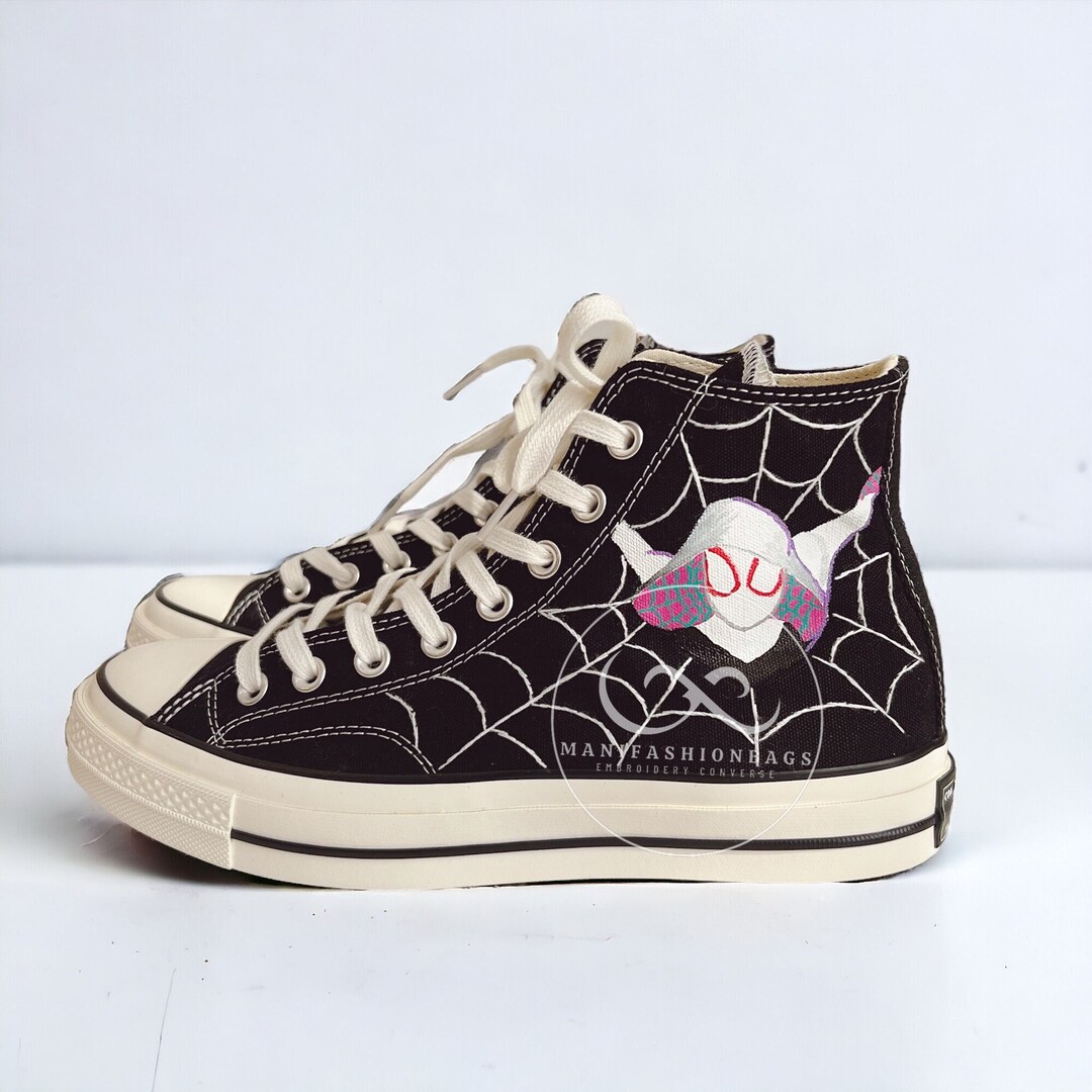 Personalized Embroidery Spider Web Canvas Shoes Custom Embroidery No ...
