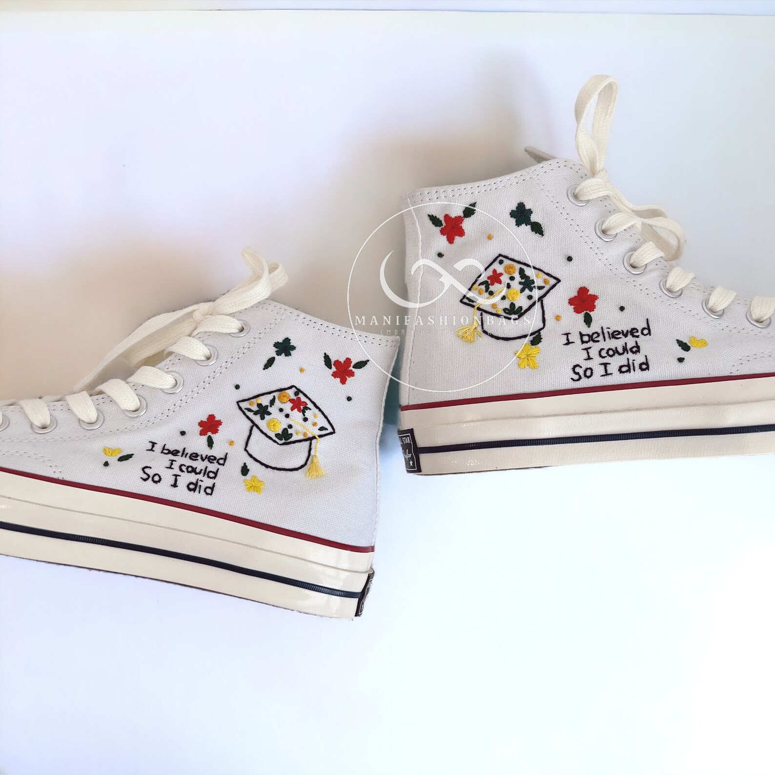Personalize Graduation Vibe Embroidery Shoes Chuck Taylor Personalized ...