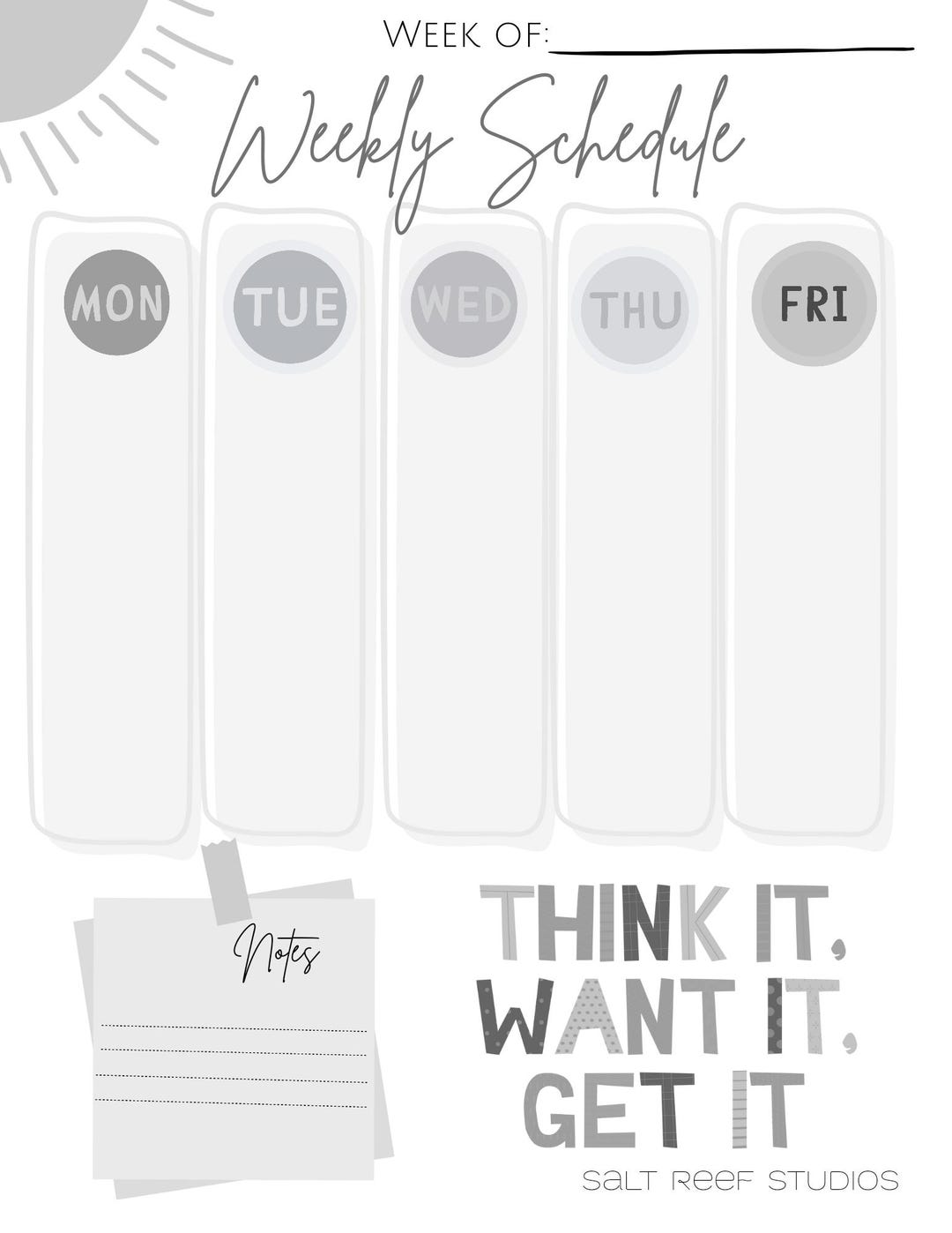 Printable Weekly Schedule: Black & White, Back to School (digital ...