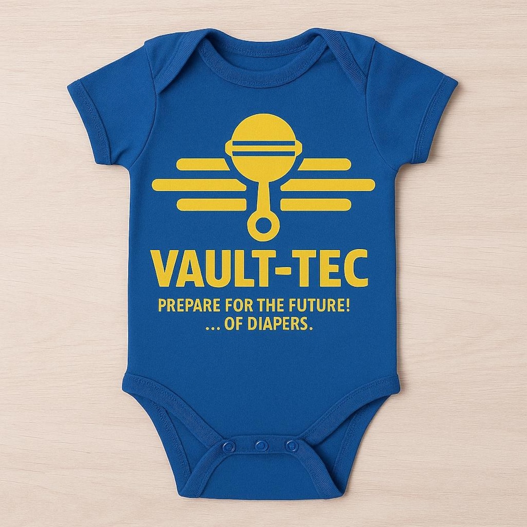 Fallout Inspired Baby Onesie: Vault-tec Rattle Parody, Gamer Gift - Etsy
