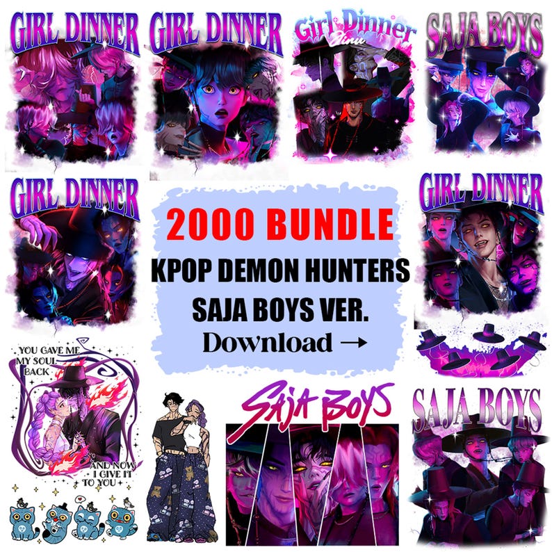 Huntrix Kpop Demon Hunters Mega Bundle – 2000+ PNG PDF SVG Eps Dxf ...