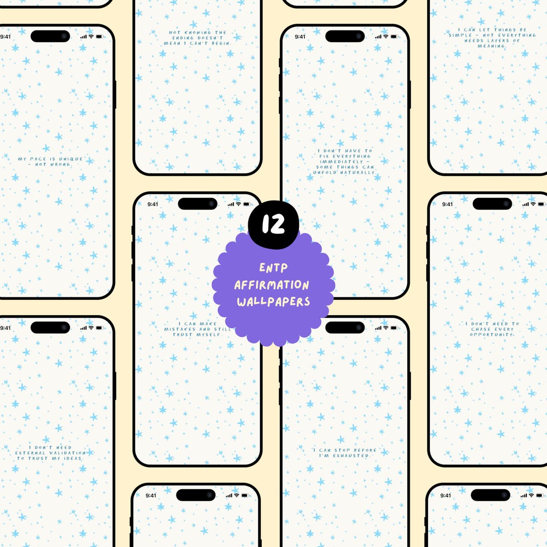 ENTP Affirmation Wallpaper Set | Blue Star Pattern MBTI Quote Phone ...