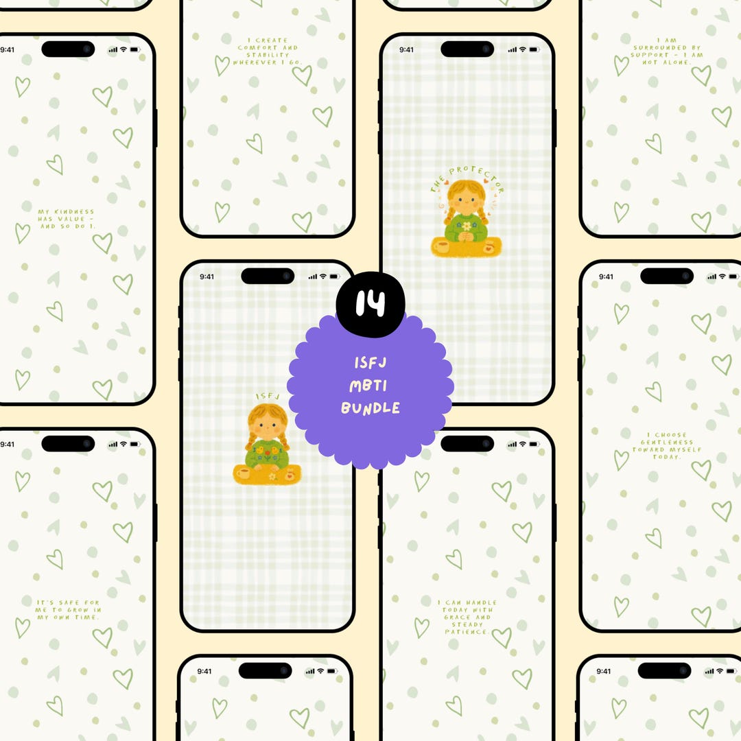 ISFJ MBTI Wallpaper Bundle | Gentle Daily Affirmations & Green Heart ...