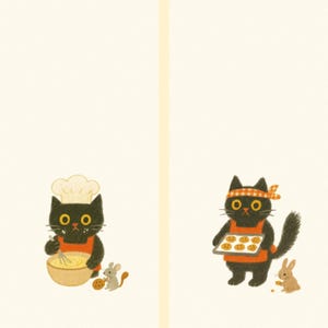 Bakery Cat Wallpaper Set | Cozy Dessert Baking Illustration Phone ...