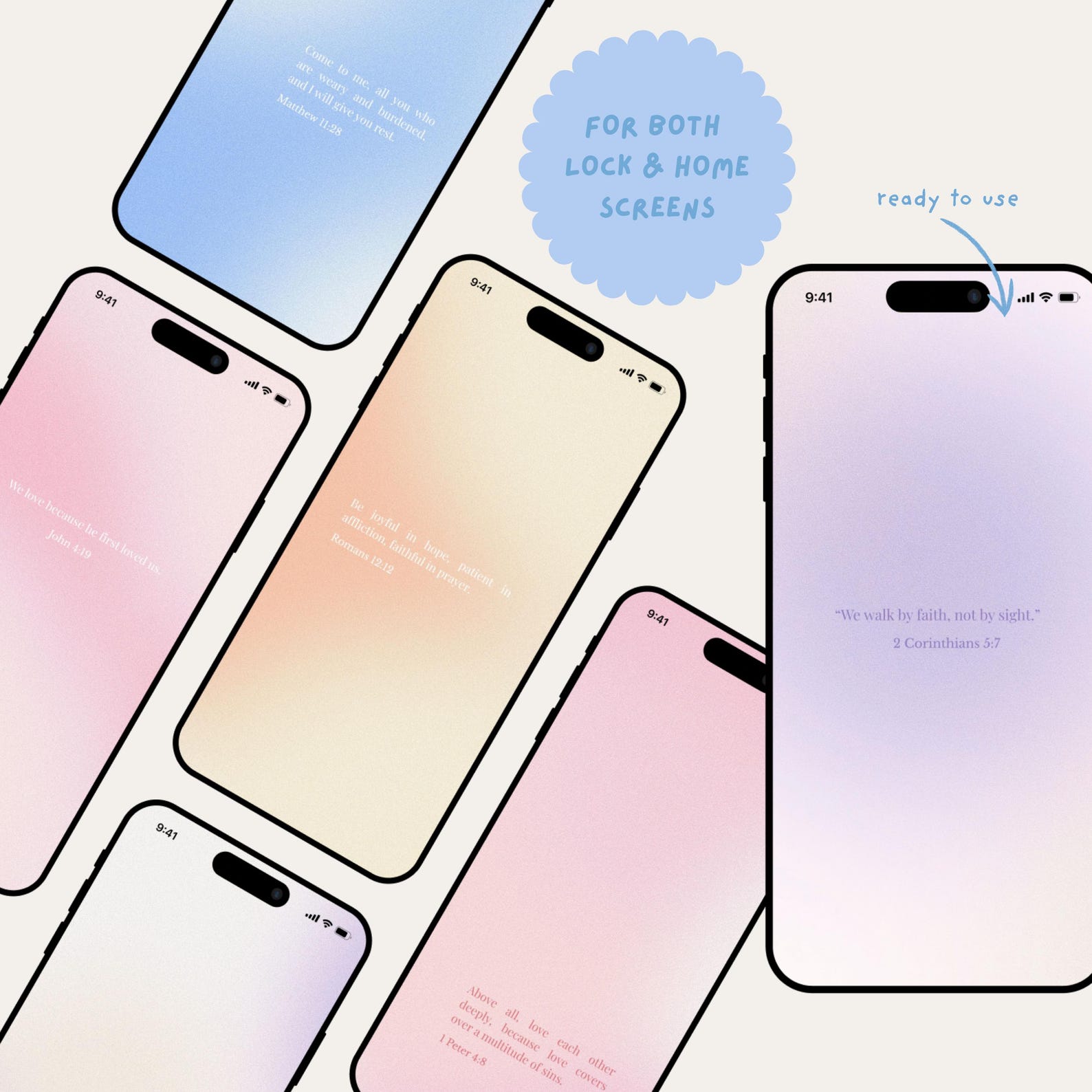 Peace Hope Love Faith Bible Verse Wallpaper Bundle | Pastel Scripture ...