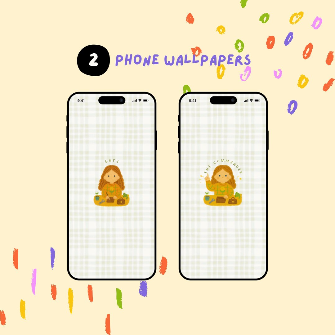 ENTJ MBTI Wallpaper Set | Cozy Pastel Personality Illustration Phone ...