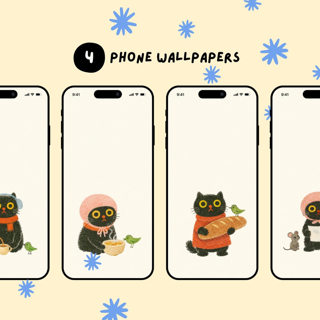 Warm January Cat Wallpaper Set | Cozy Winter Minimal Phone Backgrounds ...