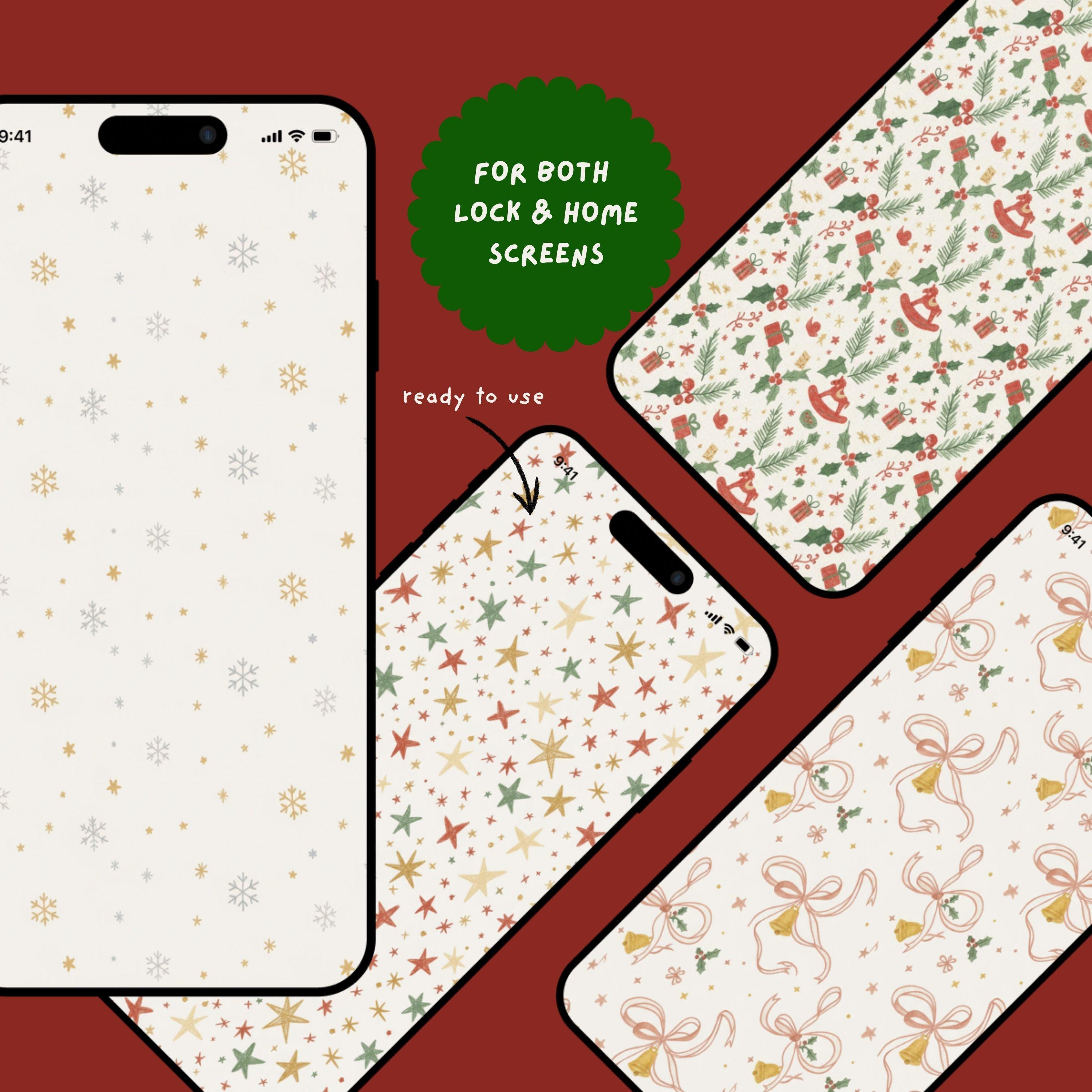 Vintage Christmas Pattern Wallpapers | Cozy Holiday Phone Backgrounds ...