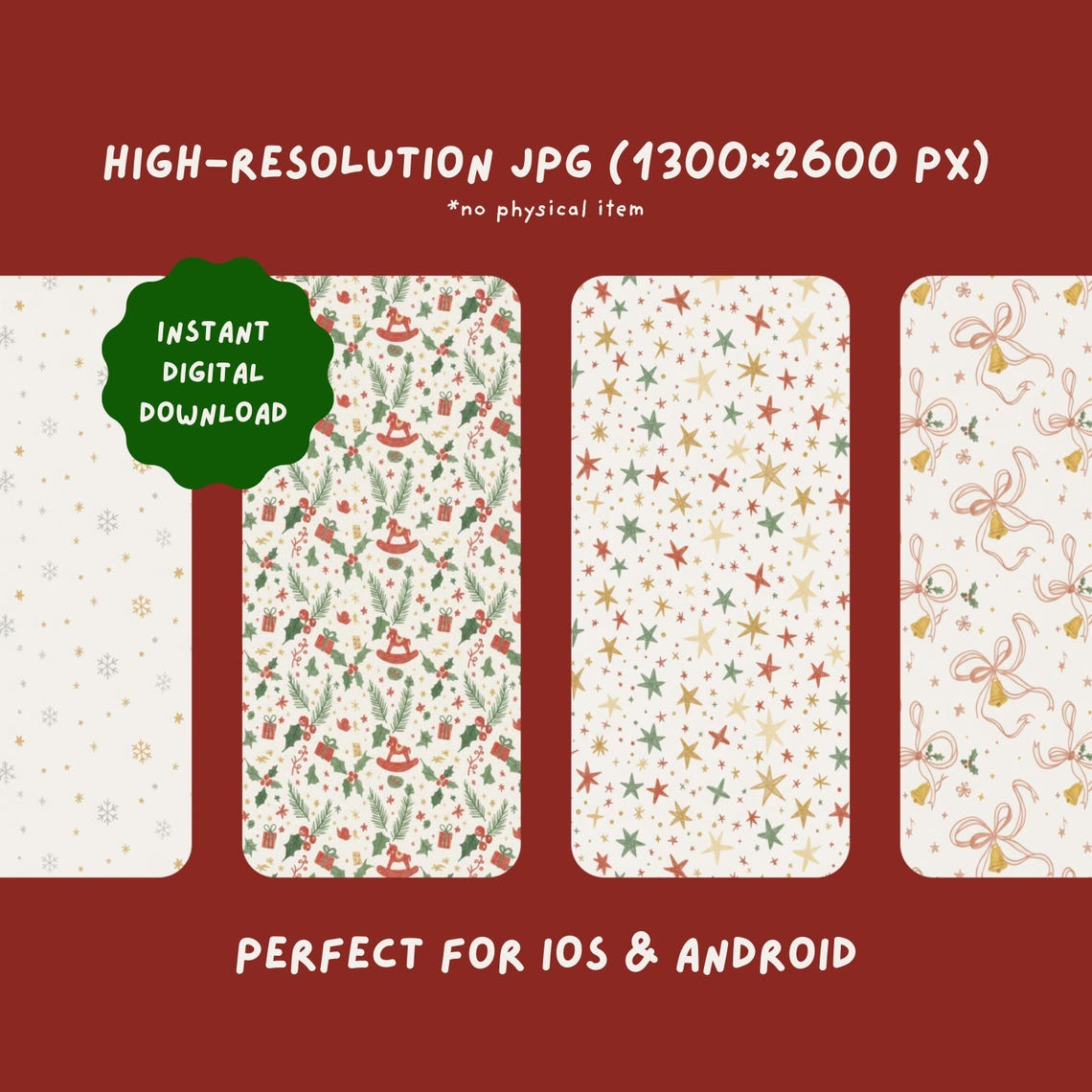 Vintage Christmas Pattern Wallpapers | Cozy Holiday Phone Backgrounds ...