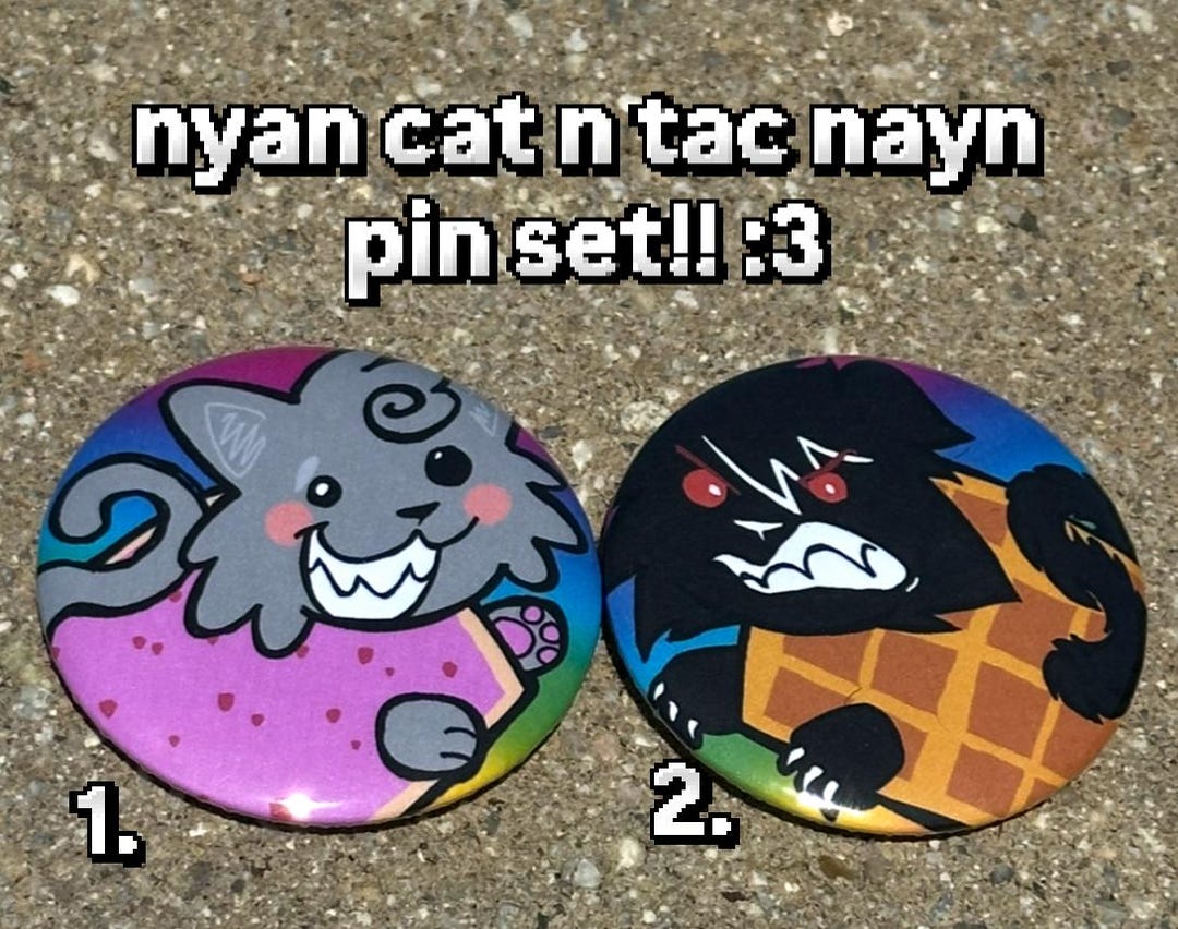 2.25in Nyan Cat and Tac Nayn Button Pins / Set - Etsy