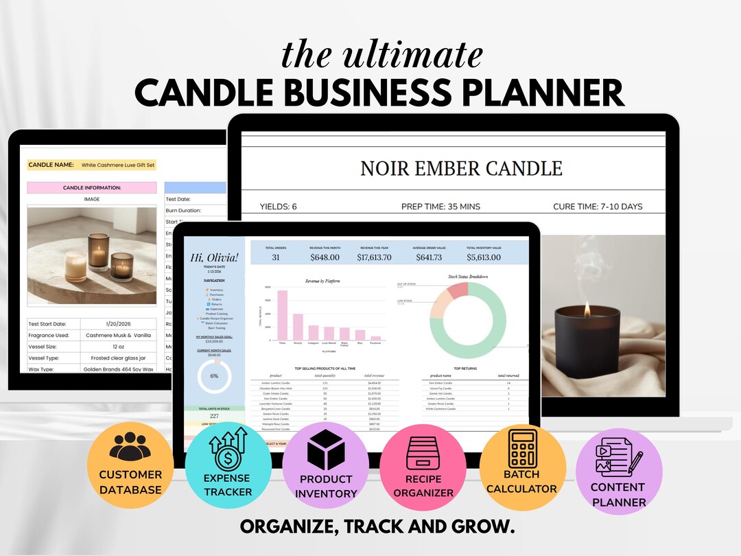 Candle Business Planner Spreadsheet, Candle Business Bundle Template ...