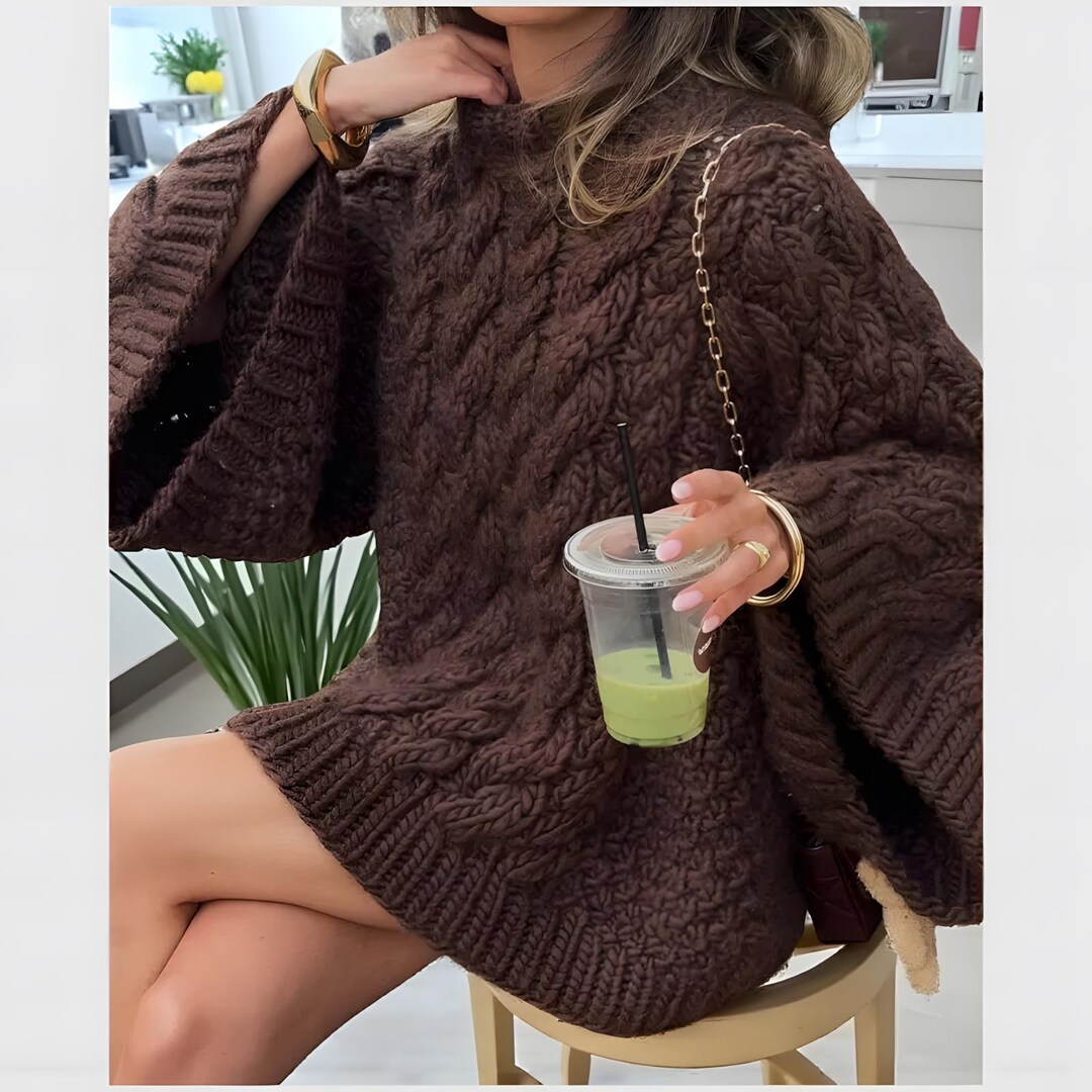 Oversized Knit Pullover Sweater: Women's Thick Acrylic Blend, Wide ...