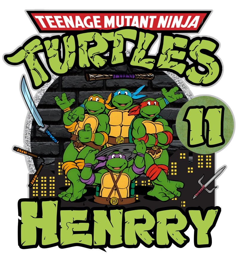 Editable Ninja Turtles Cake Topper in Canva | Customizable Digital ...