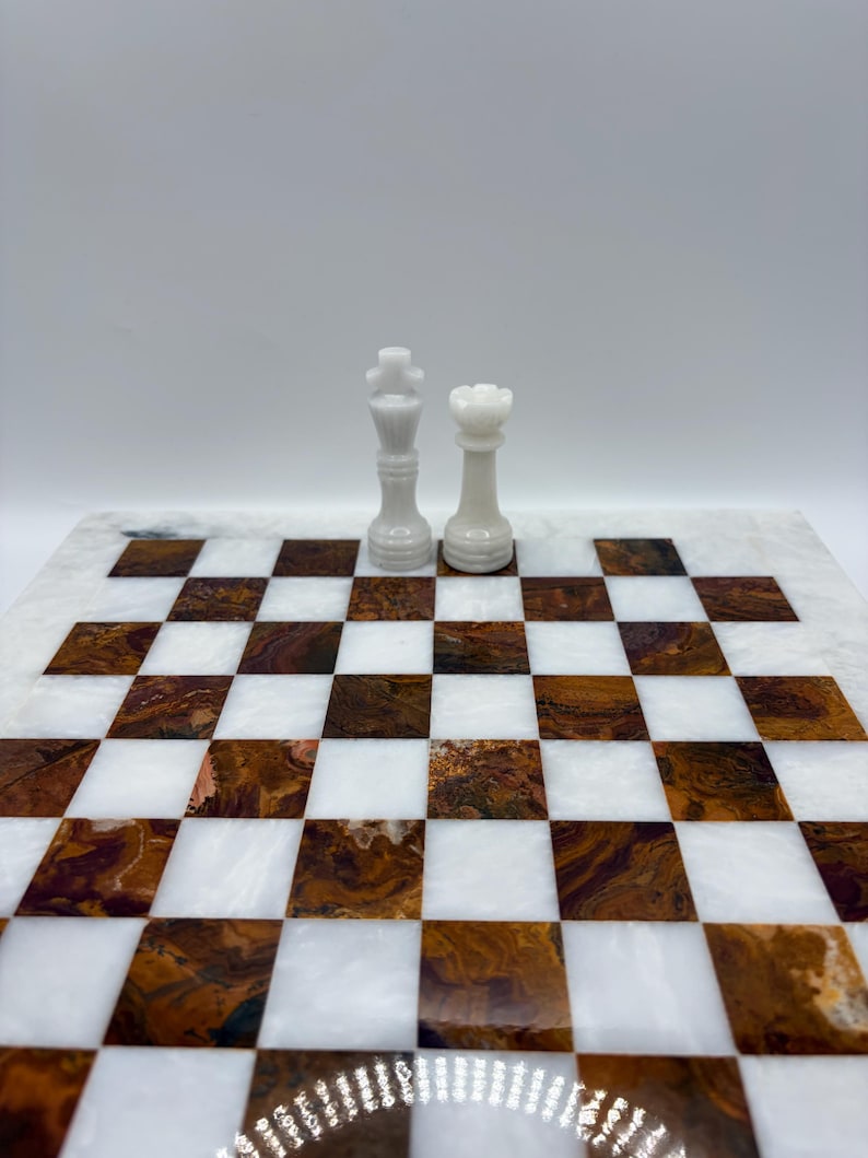 White Marble & Red Onyx Marble Chess Set With Pieces 12", Premium ...