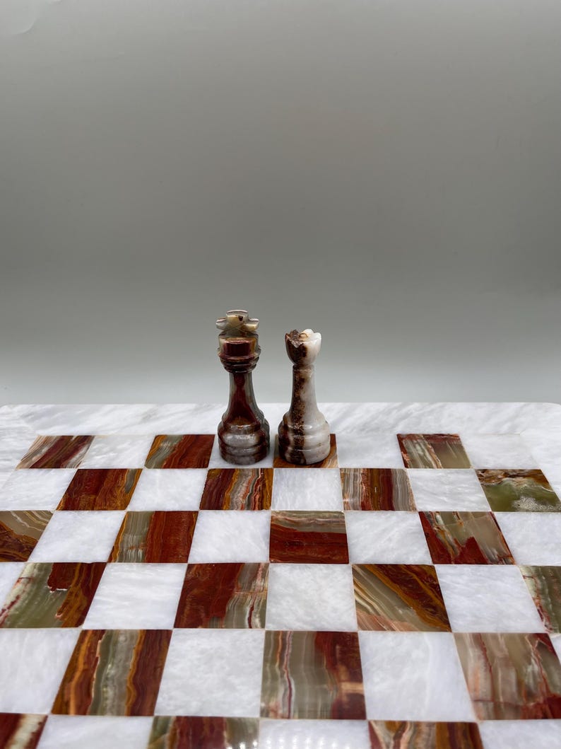 15" Marble Chess Set | White Marble & Green Onyx Handmade Board Game ...