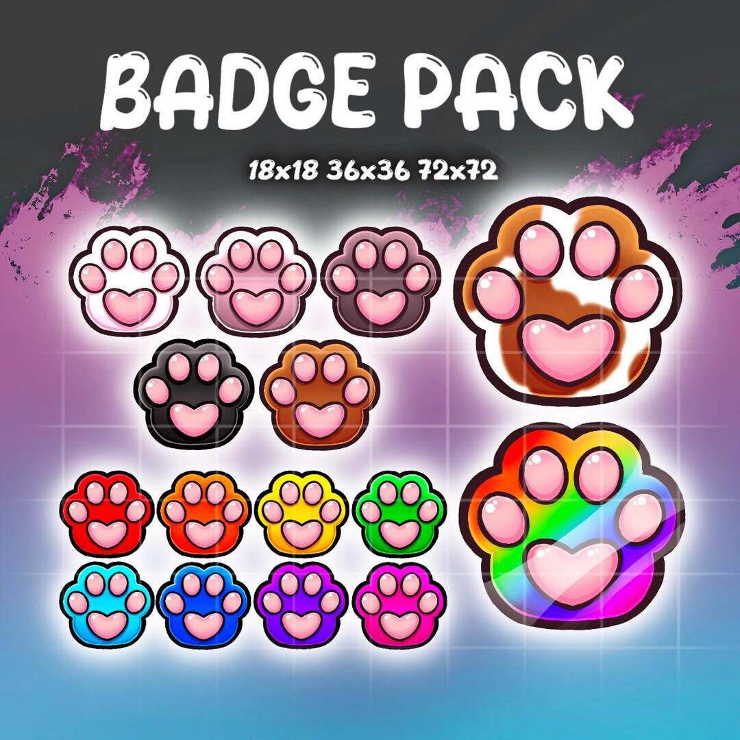 Twitch Badges | Cat Dog Paw | Twitch Emote for Streamer | Anime Badge ...