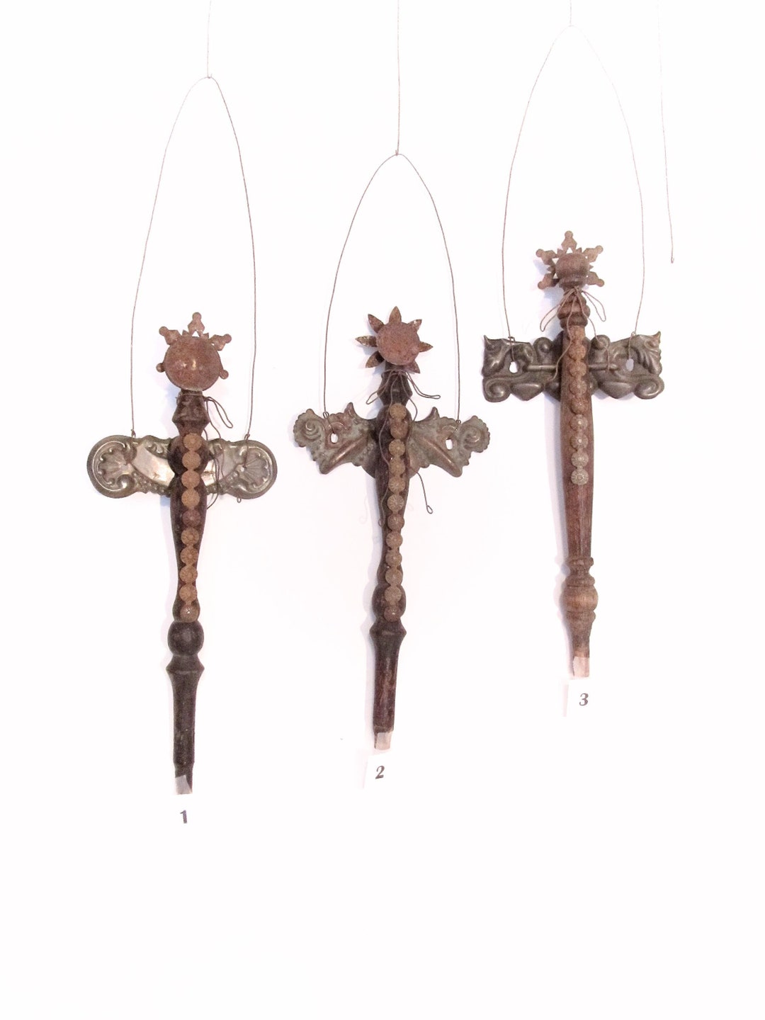 One 1 Primitive Assemblage Spindle Angel Salvage Junk Art Doll Wall ...