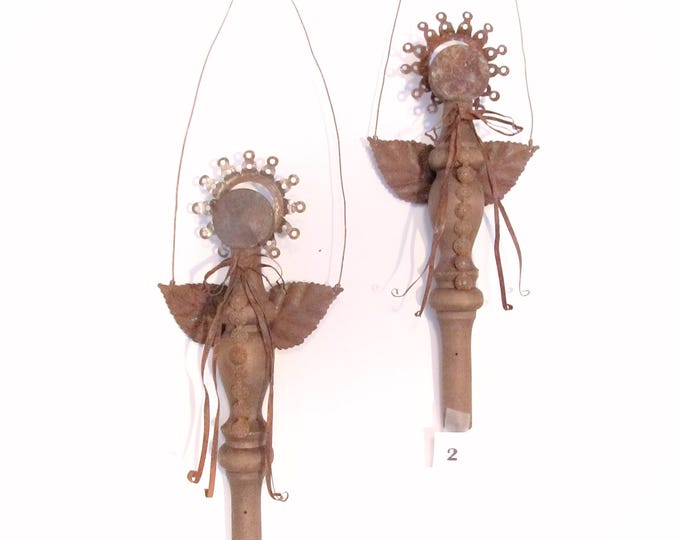 One (1) Primitive Assemblage Spindle Angel - Salvage Junk Art Doll - Wall Folk Art Angel ...