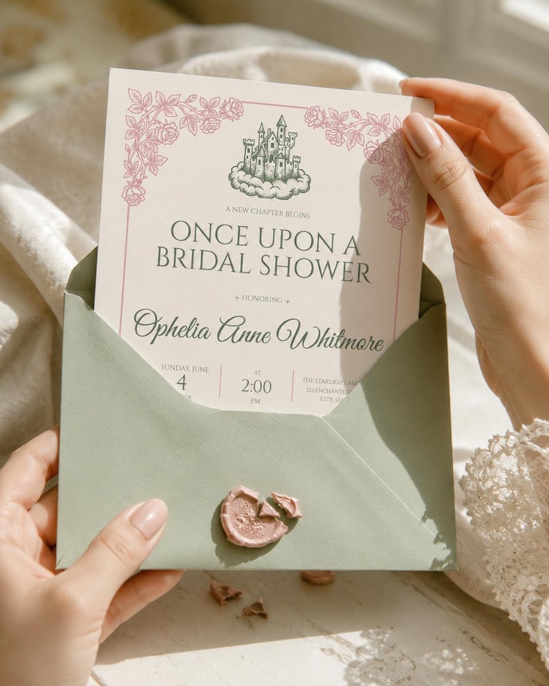 Fairytale Bridal Shower Invitation Template, Editable Canva 5x7 Mobile ...
