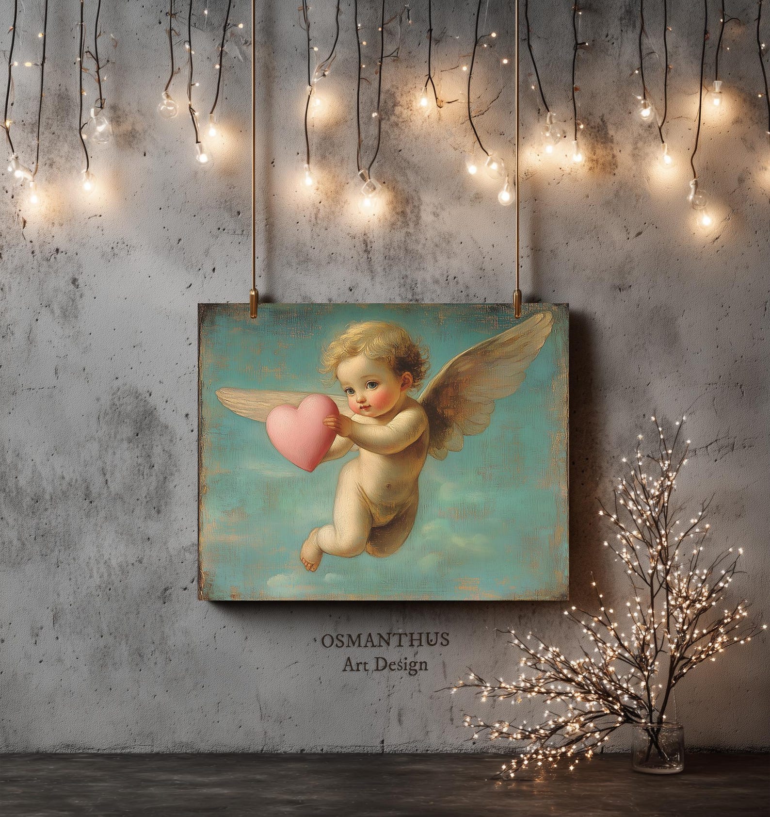 Printable Cherubic Cupid Wall Art - Vintage Romantic Decoration, Dreamy ...