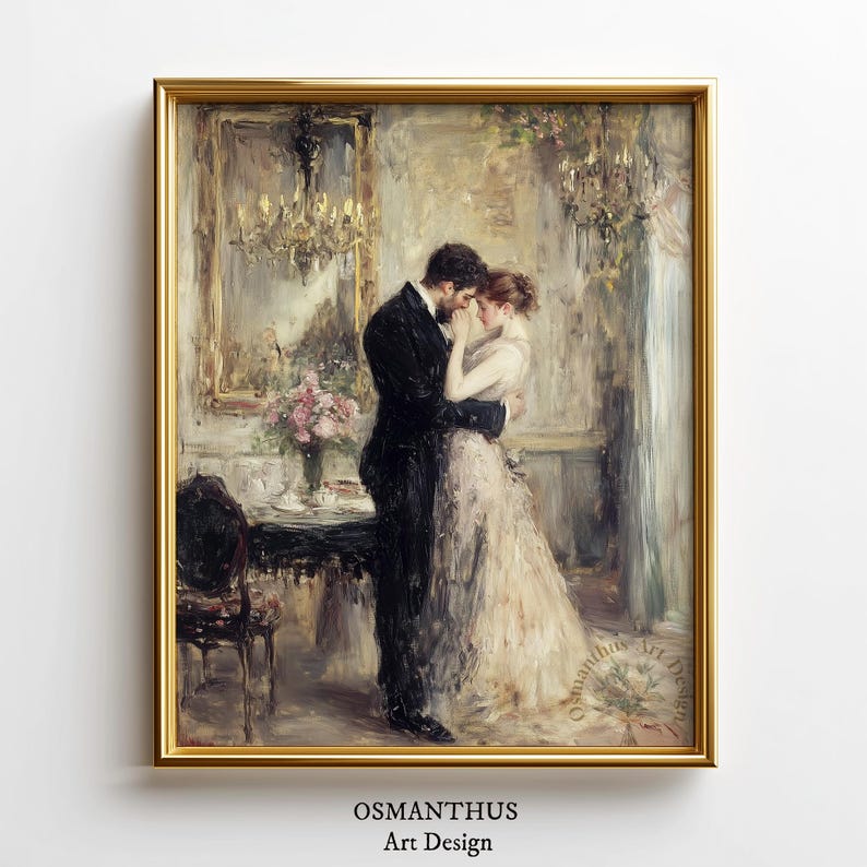 Vintage Romantic Couple Dance - Elegant Moody Painting Printable ...