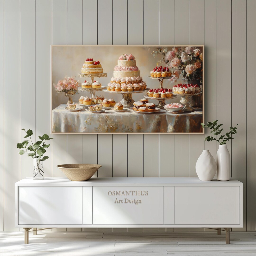 Elegant Vintage Dessert Still Life Frame TV Art, Cakes and Pastries ...