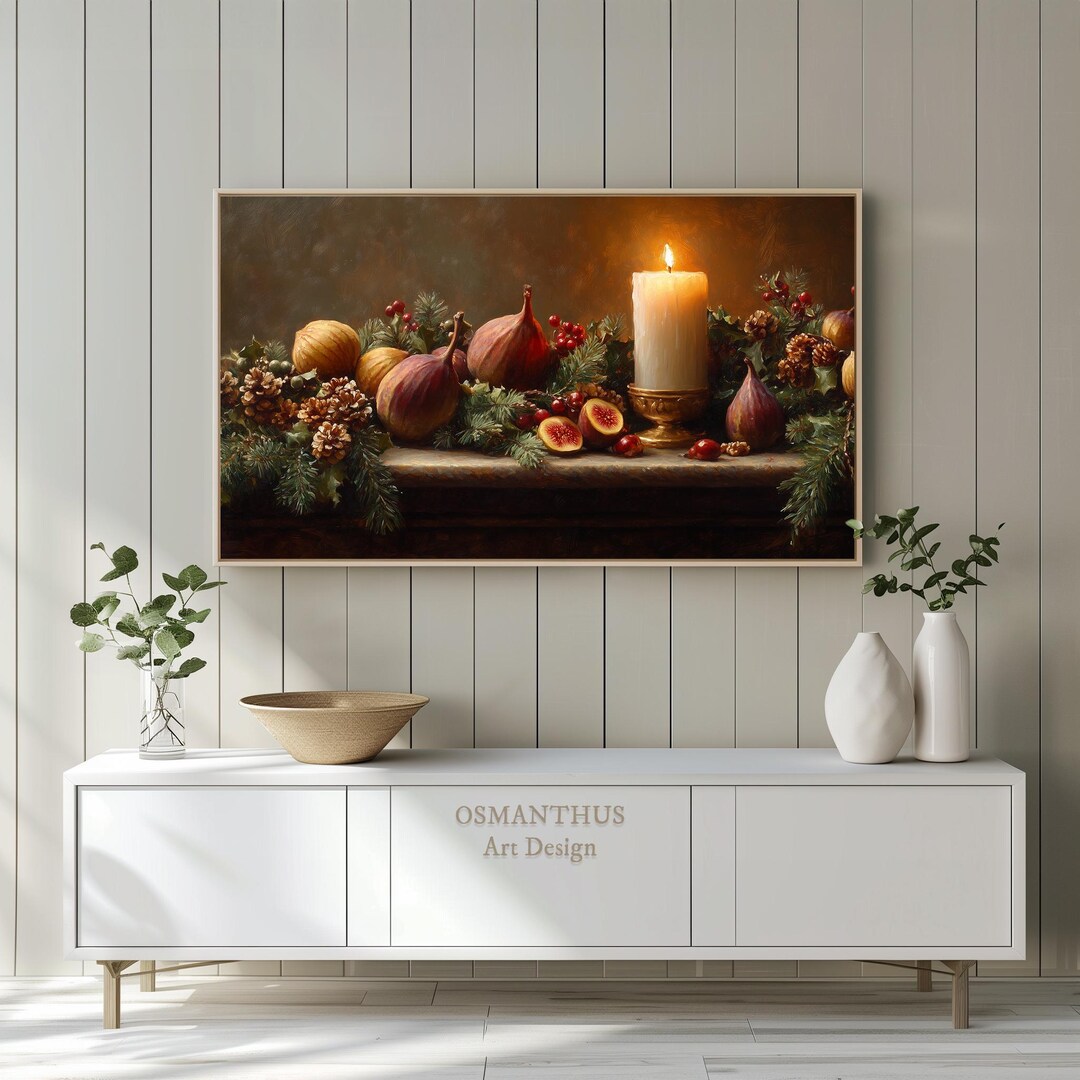 Moody Candlelit Still Life TV Art, Vintage Figs Walnuts Dried ...