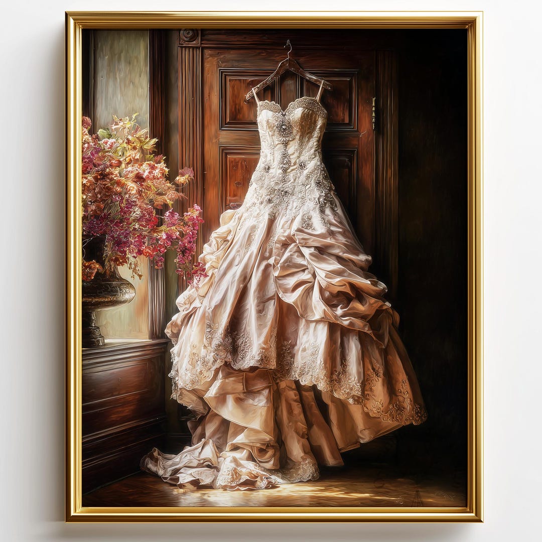 Lace Detailed Ball Gown Painting – Elegant Wedding Decor, Fashion ...