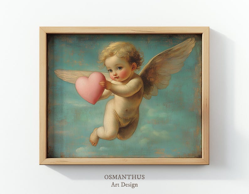 Printable Cherubic Cupid Wall Art - Vintage Romantic Decoration, Dreamy ...