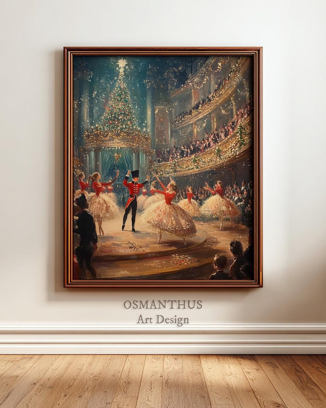 Printable Nutcracker Ballet Scene Painting - Vintage Christmas Theater ...