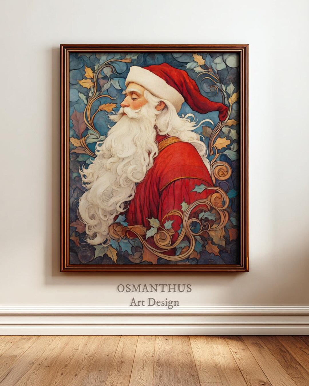 Santa Claus Profile Painting - Festive Christmas Wall Art, Traditional ...