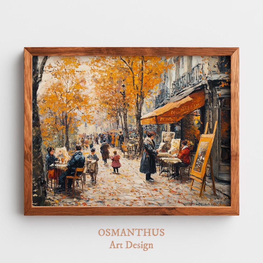 Autumn Activities in Paris Painting - Fall City Scene, Printable Wall ...