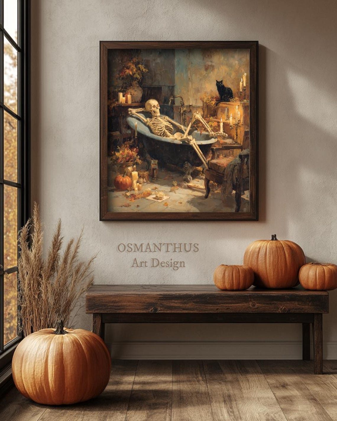Skeleton Lounging in Antique Setting - Printable Gothic Wall Art, Moody ...