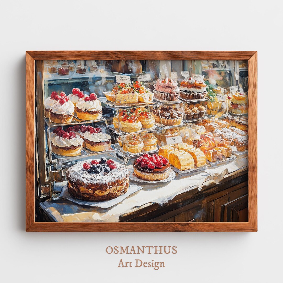 Printable Oil Painting of Cakes and Pastries - Delicious Dessert Art ...