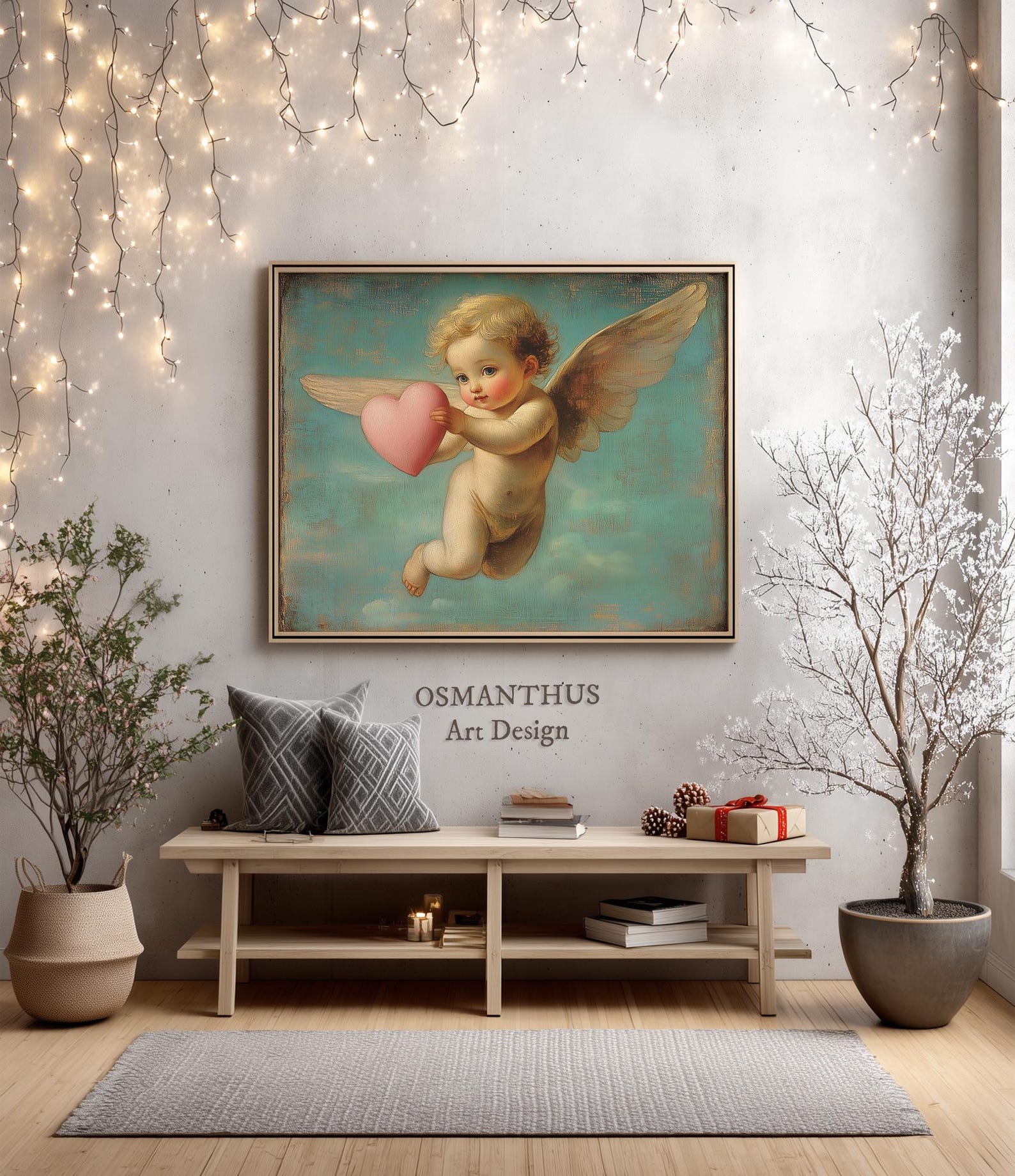Printable Cherubic Cupid Wall Art - Vintage Romantic Decoration, Dreamy ...