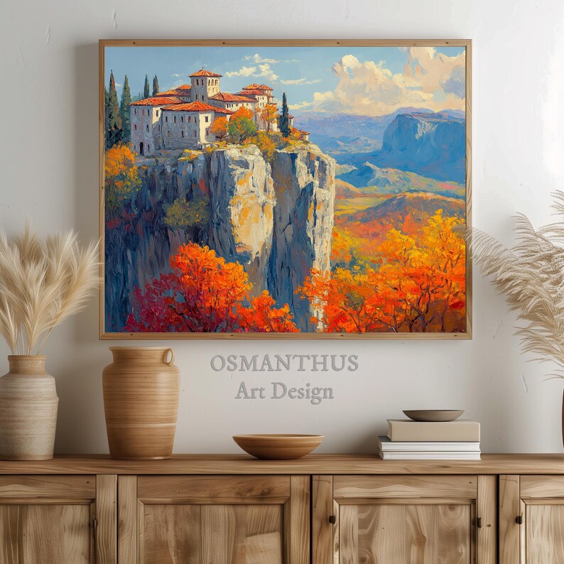 Autumn Monasteries at Meteora Printable - Fall Landscape Art, Wall ...
