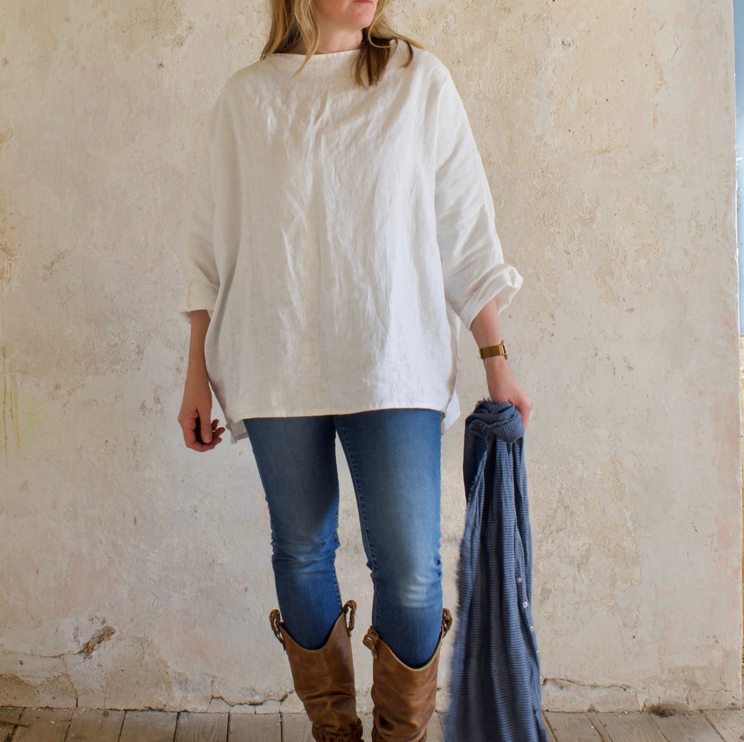 Haut En Lin Style Loose Et Oversize - Etsy