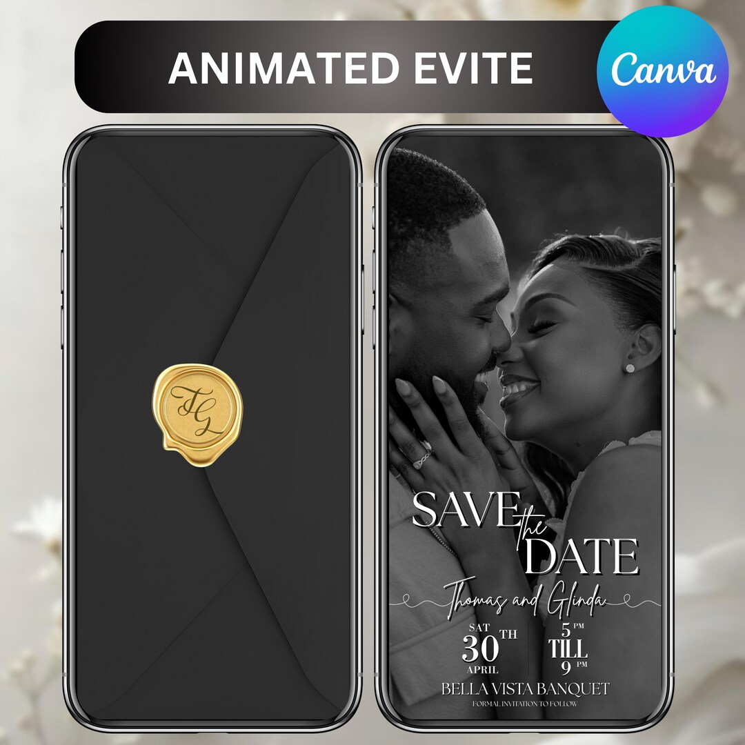 Animated Wedding Evite. Save the Date Video Invitation, Celebration ...