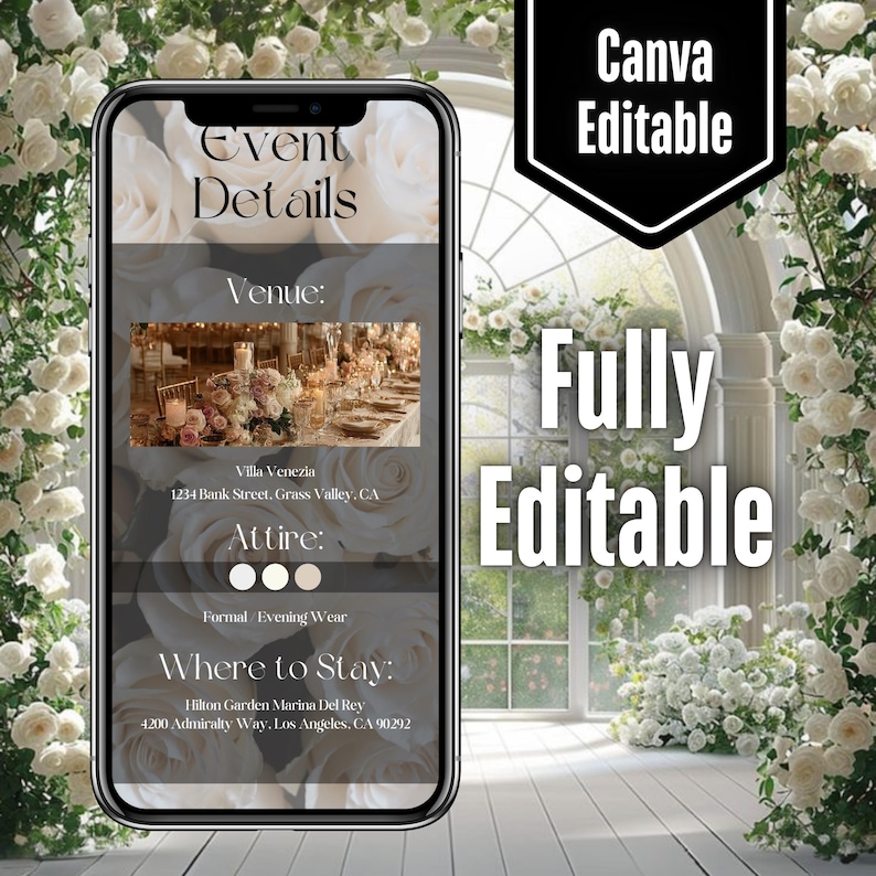 Animated Wedding Invitation Video, Elegant White Rose Digital Invite ...