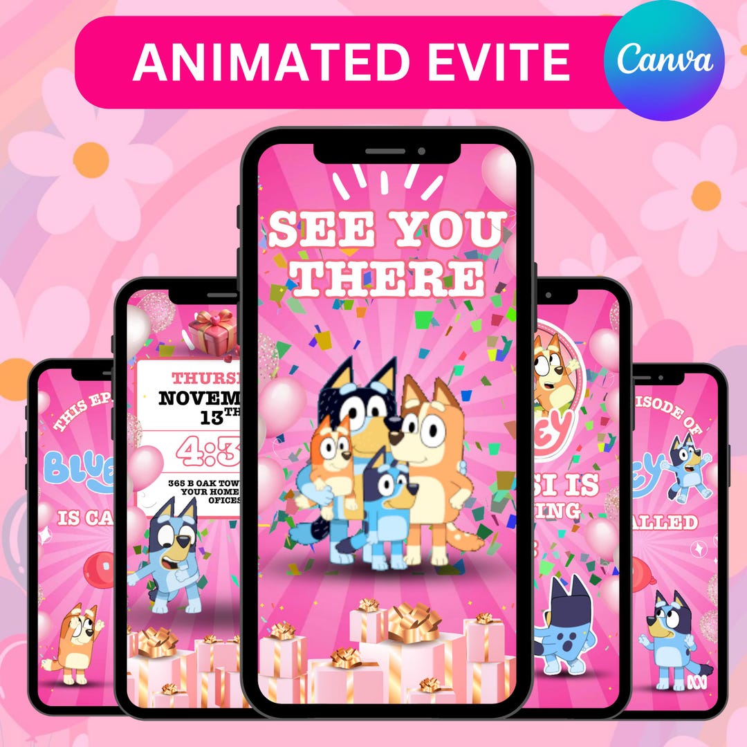 Bluey Birthday Evite, Bluey Video Invitation, Bluey Evite, Birthday ...