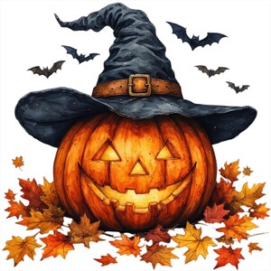 Halloween Pumpkin Watercolor Clipart, Jack O Lantern PNG (digital ...